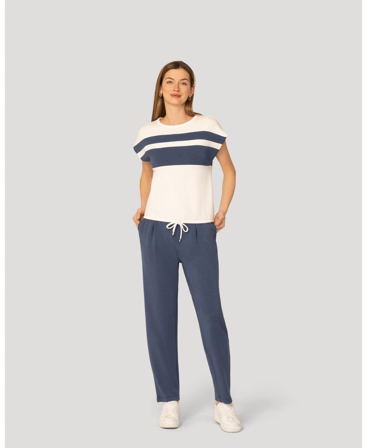 Click here for Cable & Gauge Womens Stripe Drawstring Top and Jog... prices