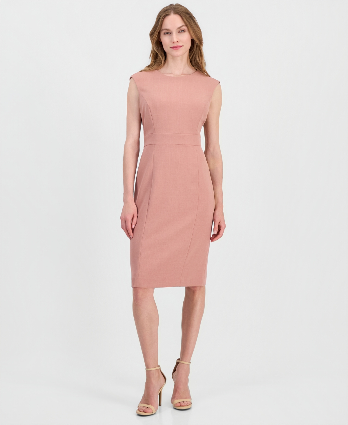 Click here for Kasper Petite Banded Crewneck Sheath Dress - Tearo... prices