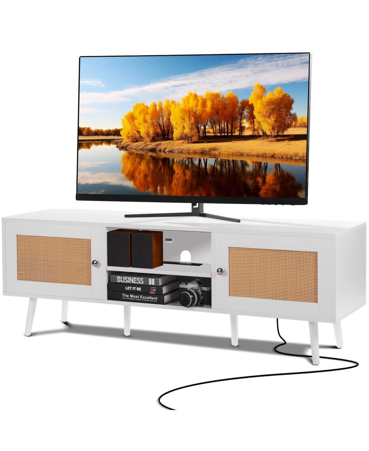 Click here for Gouun Rattan Tv Stand for TVs with Power Outlets -... prices