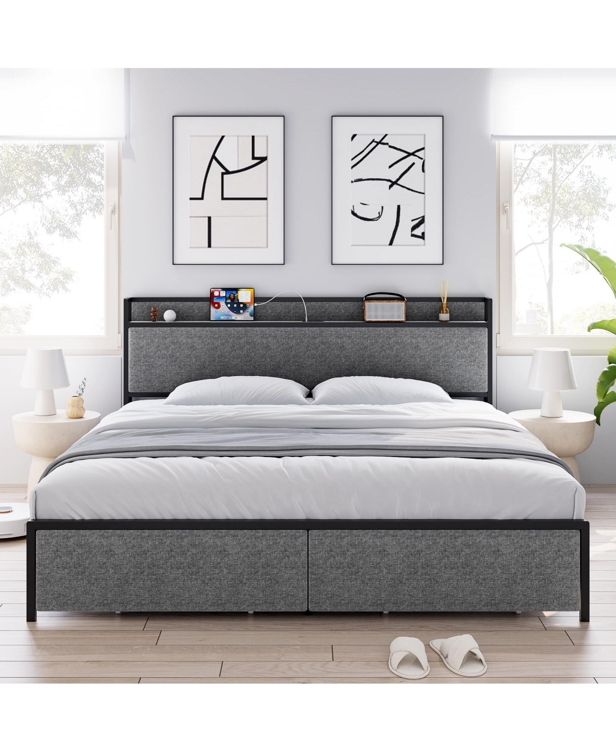 Click here for gaomon King Bed Frame with Storage Drawers & Charg... prices