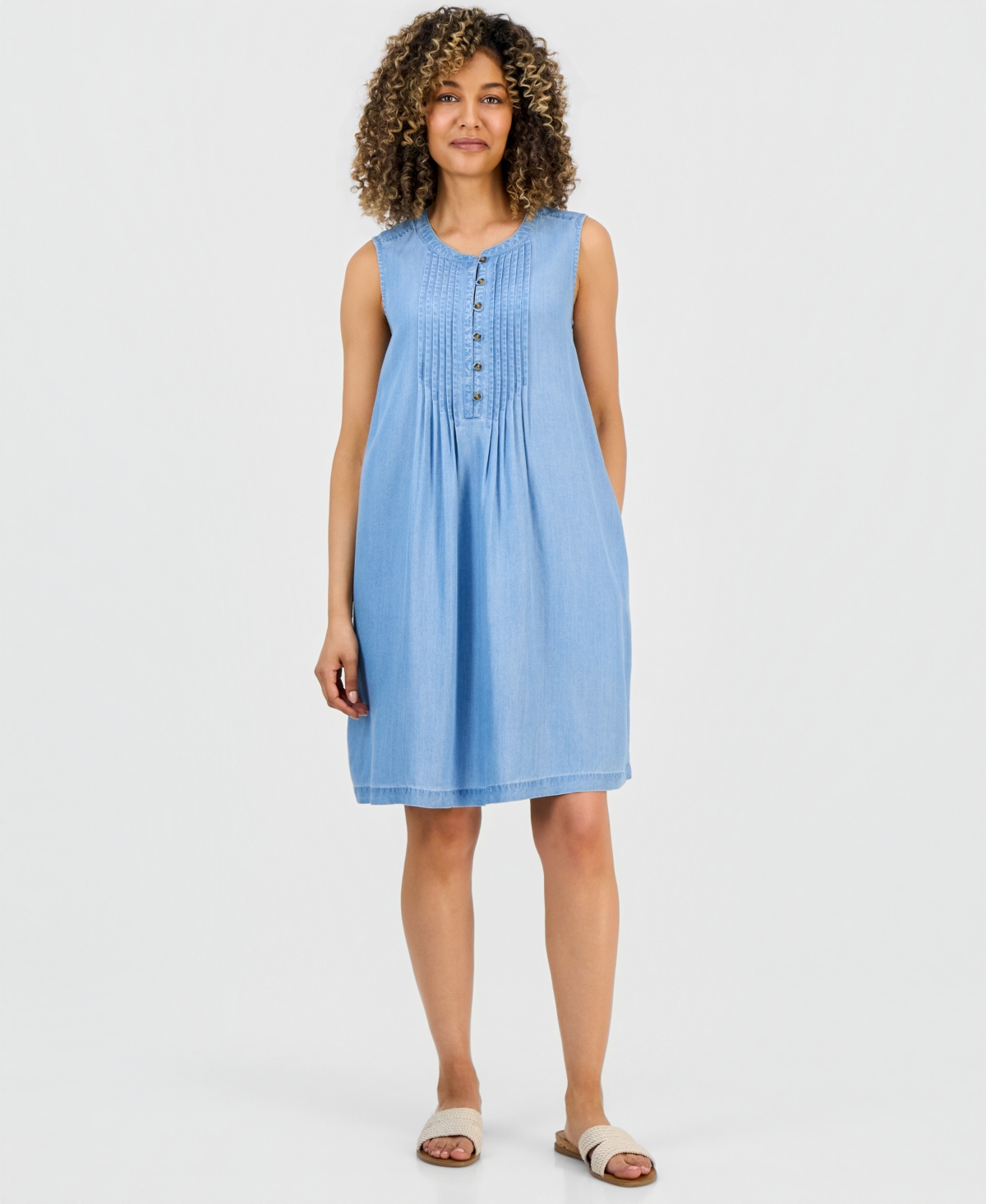 Click here for Style & Co Petite Chambray Pintucked Dress  Macys... prices