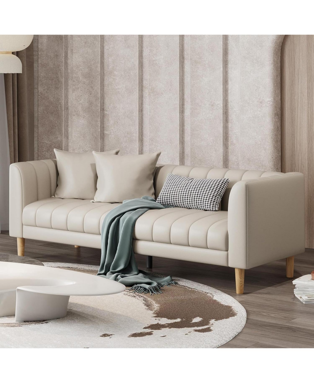 Click here for gaomon 83" Faux Leather Sofa  3-Seater Couch... prices