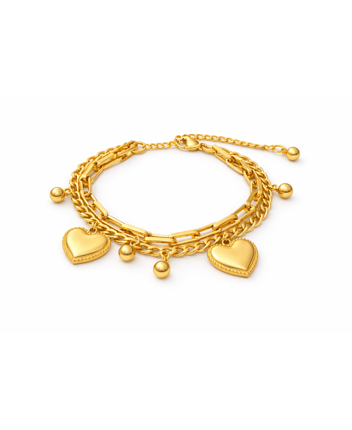 Click here for Rebl Jewelry Heart Charm Layered Bracelet Stainles... prices