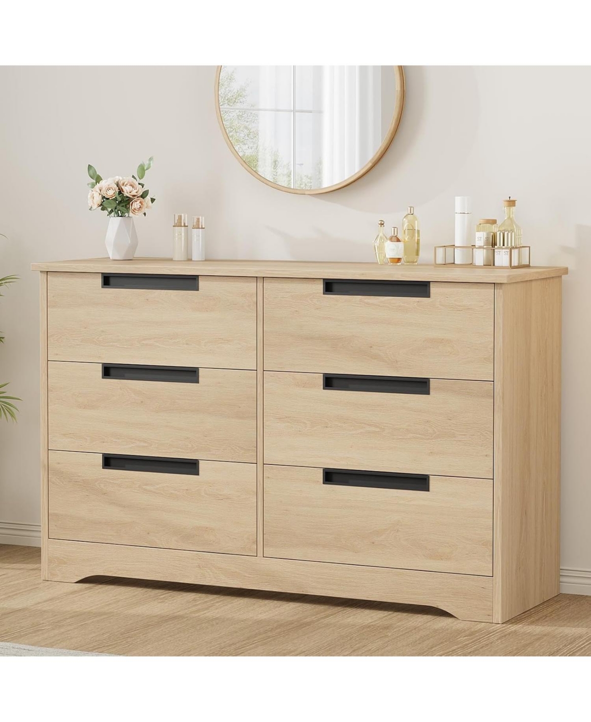 Click here for gaomon Modern 6-Drawer Wooden Dresser with Embedde... prices
