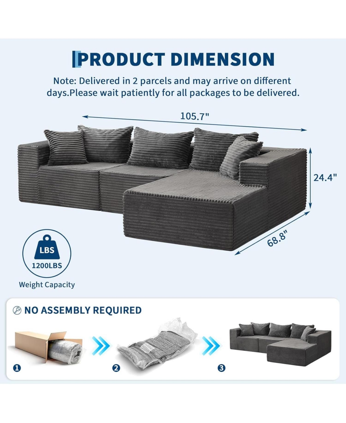 Click here for gaomon 106" Cloud Sectional Sofa with Chaise... prices