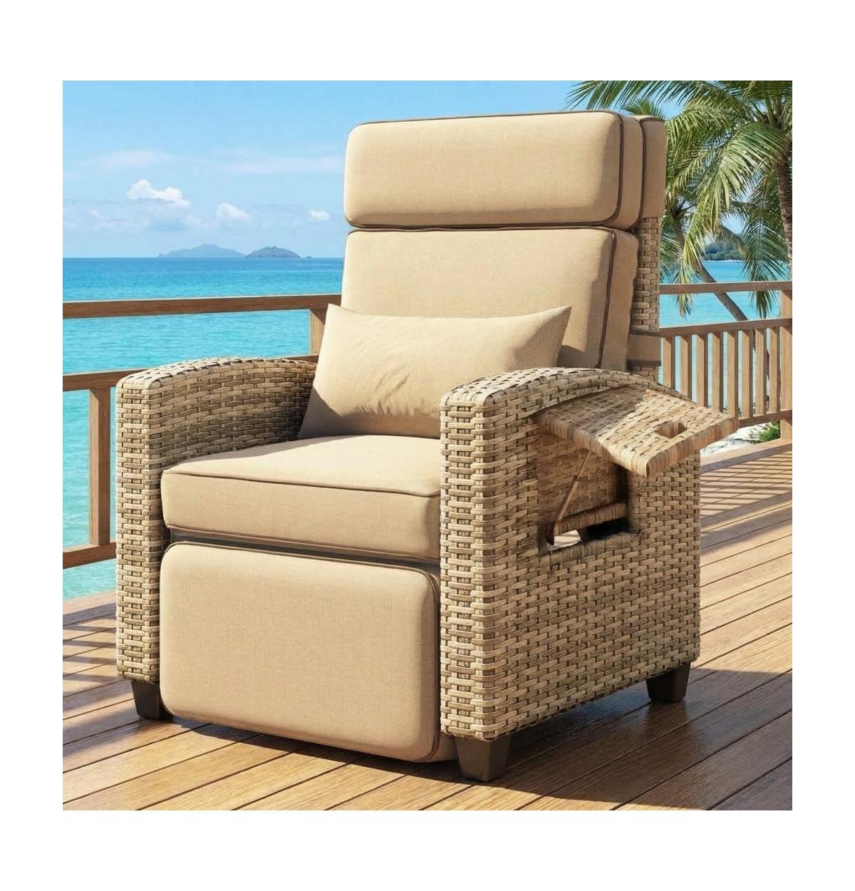 Click here for gaomon Outdoor Wicker Gas Lift Recliner Chair with... prices