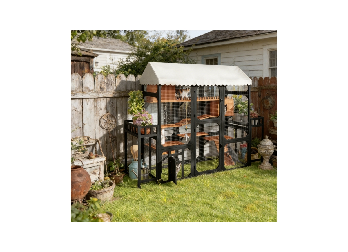 Click here for Zeus & Ruta Large Wooden Outdoor Cat Enclosure wit... prices