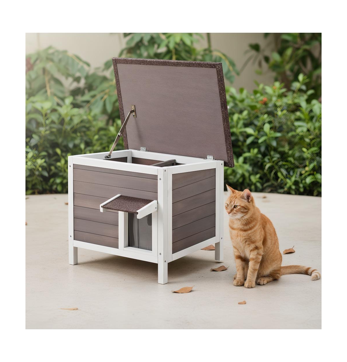 Click here for Zeus & Ruta Wooden Outdoor Cat House with Roof Pvc... prices