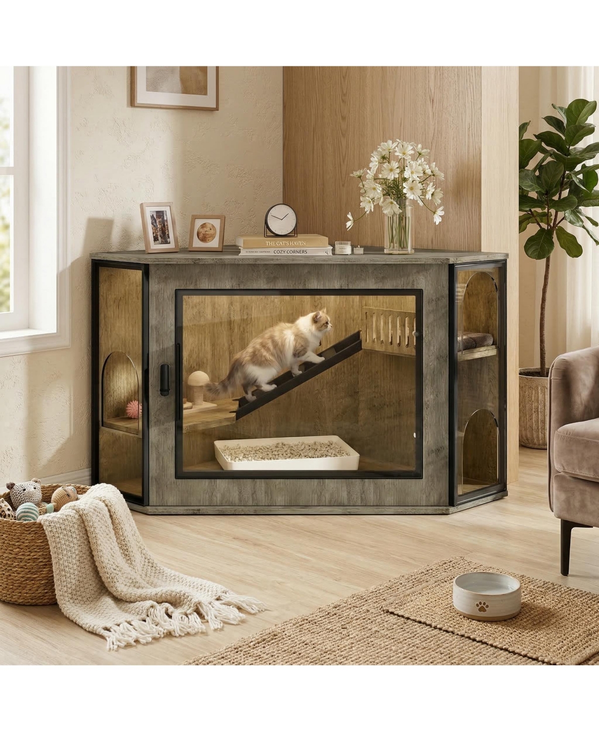 Click here for Zeus & Ruta 48 in. Corner Cat Litter Box Enclosure... prices