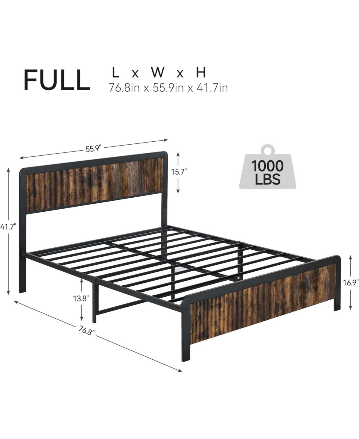 Click here for gaomon Full Metal Platform Bed Frame with Wood Hea... prices