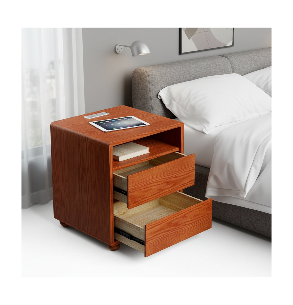 Click here for Flynama Elegant Modern Wooden Nightstand with 2 Dr... prices