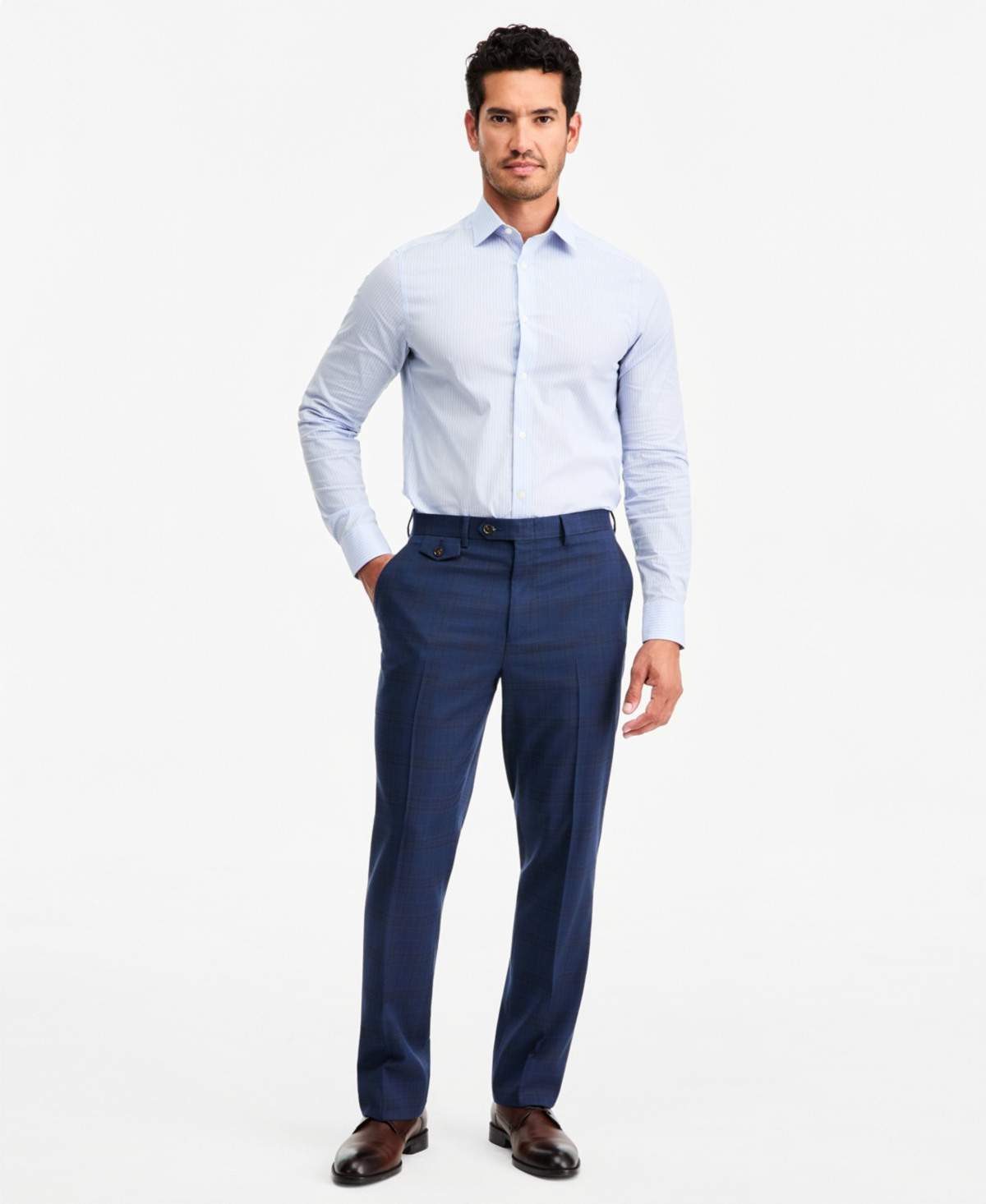 Click here for Tayion Collection Mens Classic-Fit Blue & Red Plai... prices