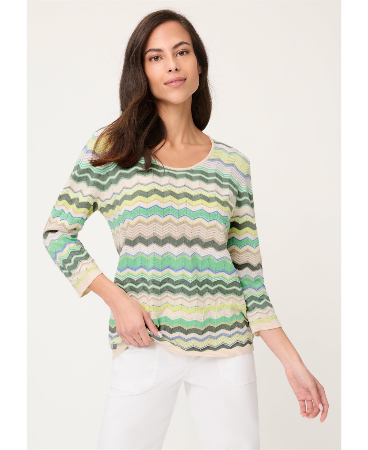 Click here for Olsen Womens Chevron Sweater - Khaki prices