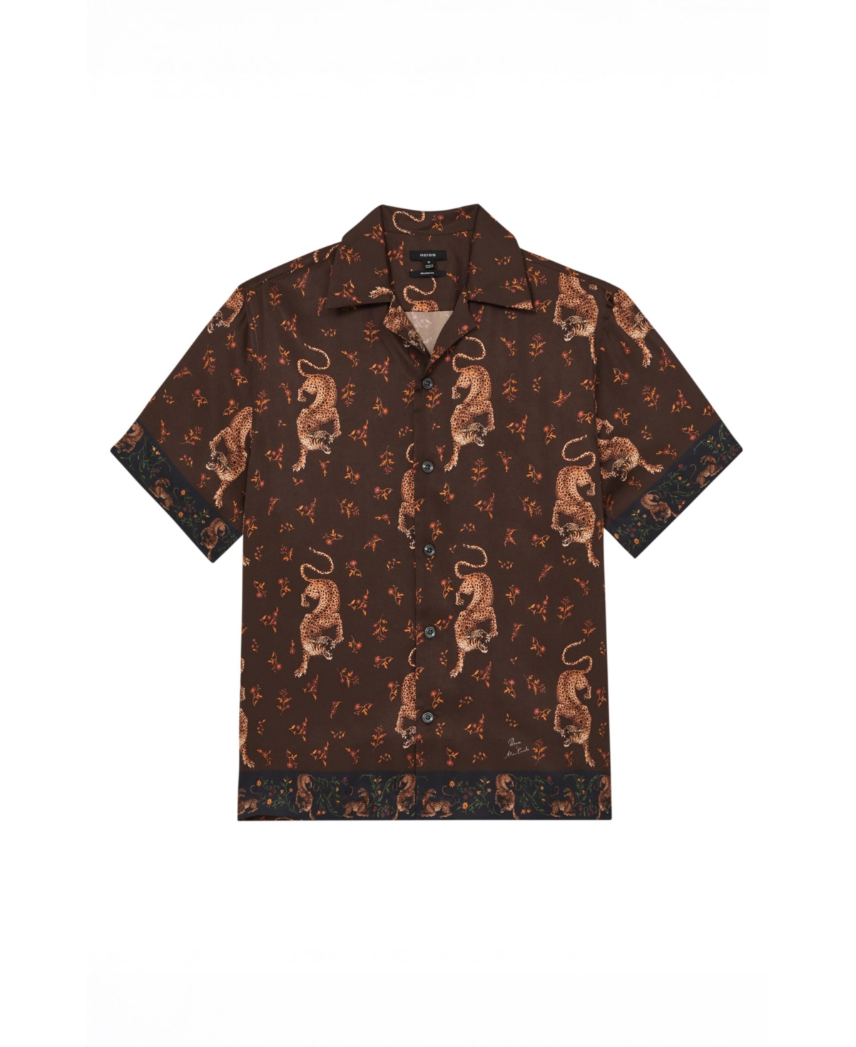 Click here for Reiss Mens Leopard-Print Cuban-Collar Shirt - Mult... prices