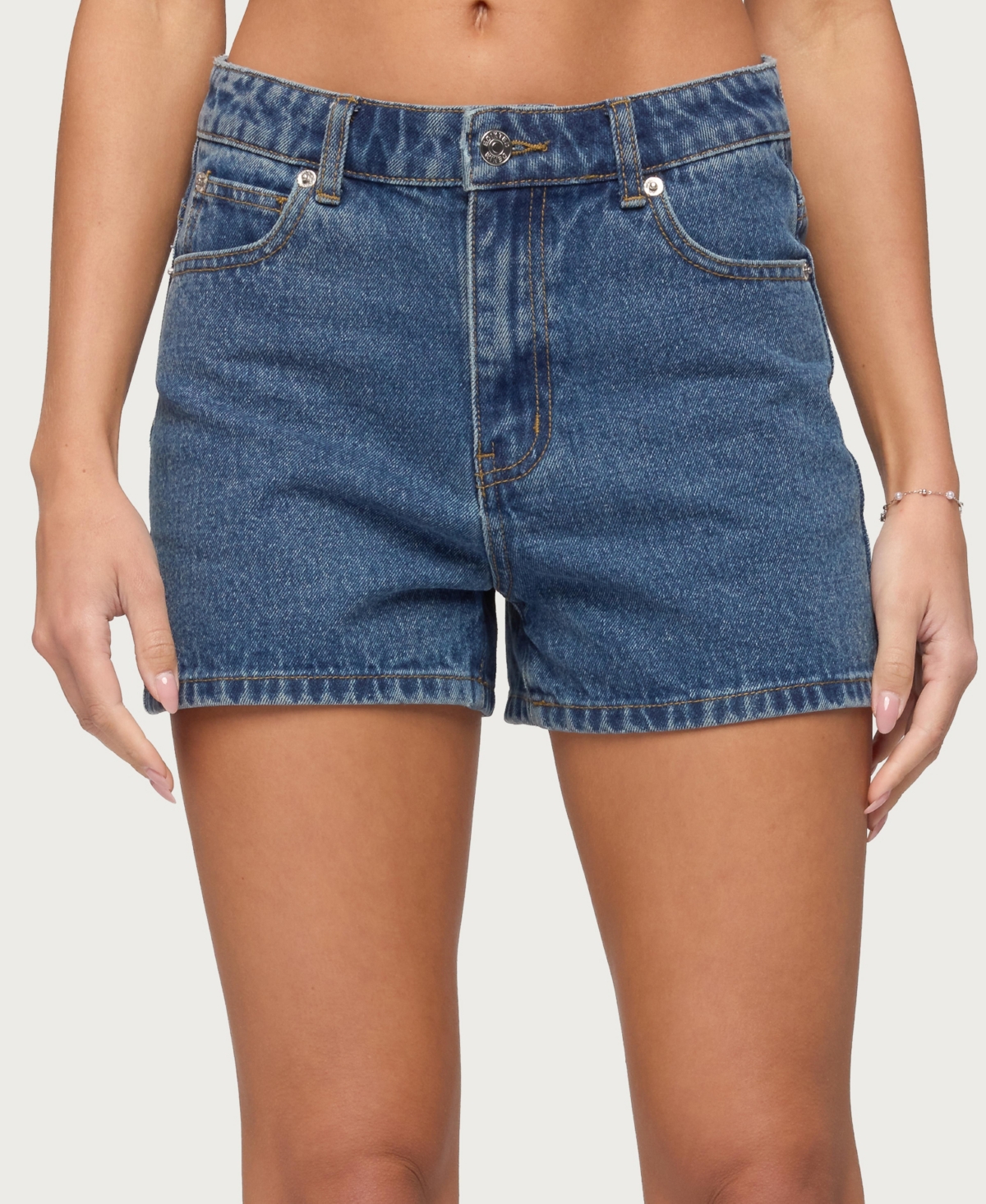 Click here for Edikted Womens Milena High Rise Denim Shorts - Blu... prices