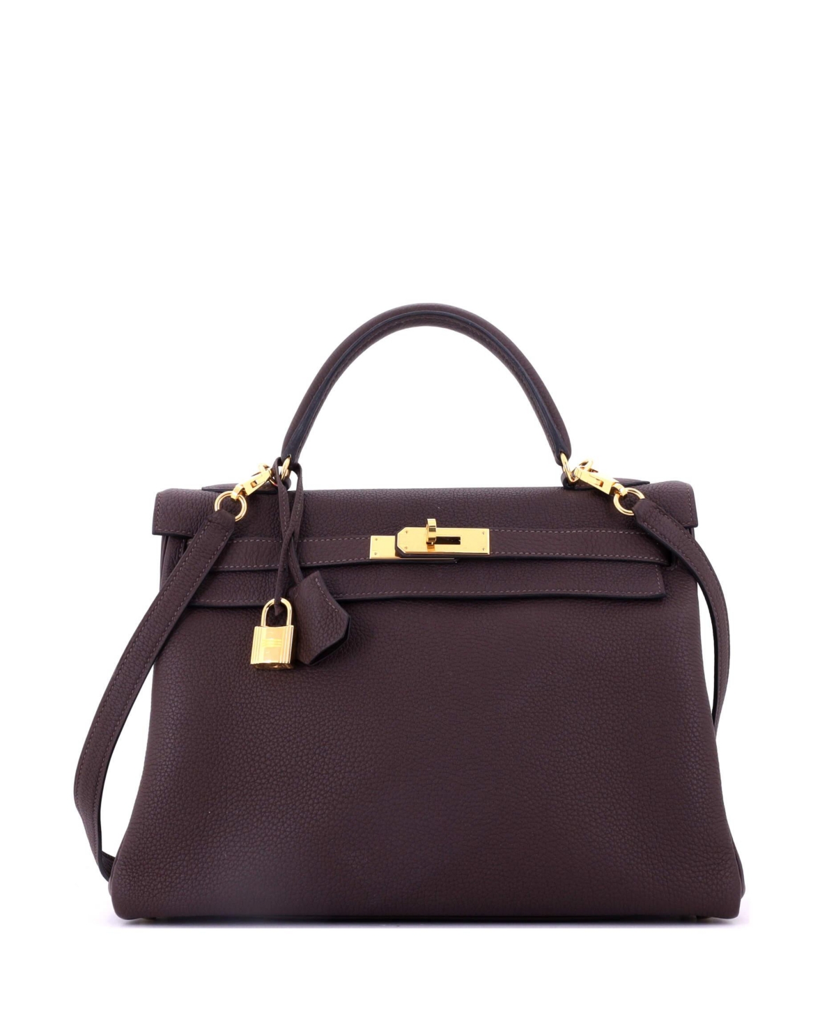 Click here for Pre-Owned HERMES Kelly 32 Handbag Brown Togo with... prices