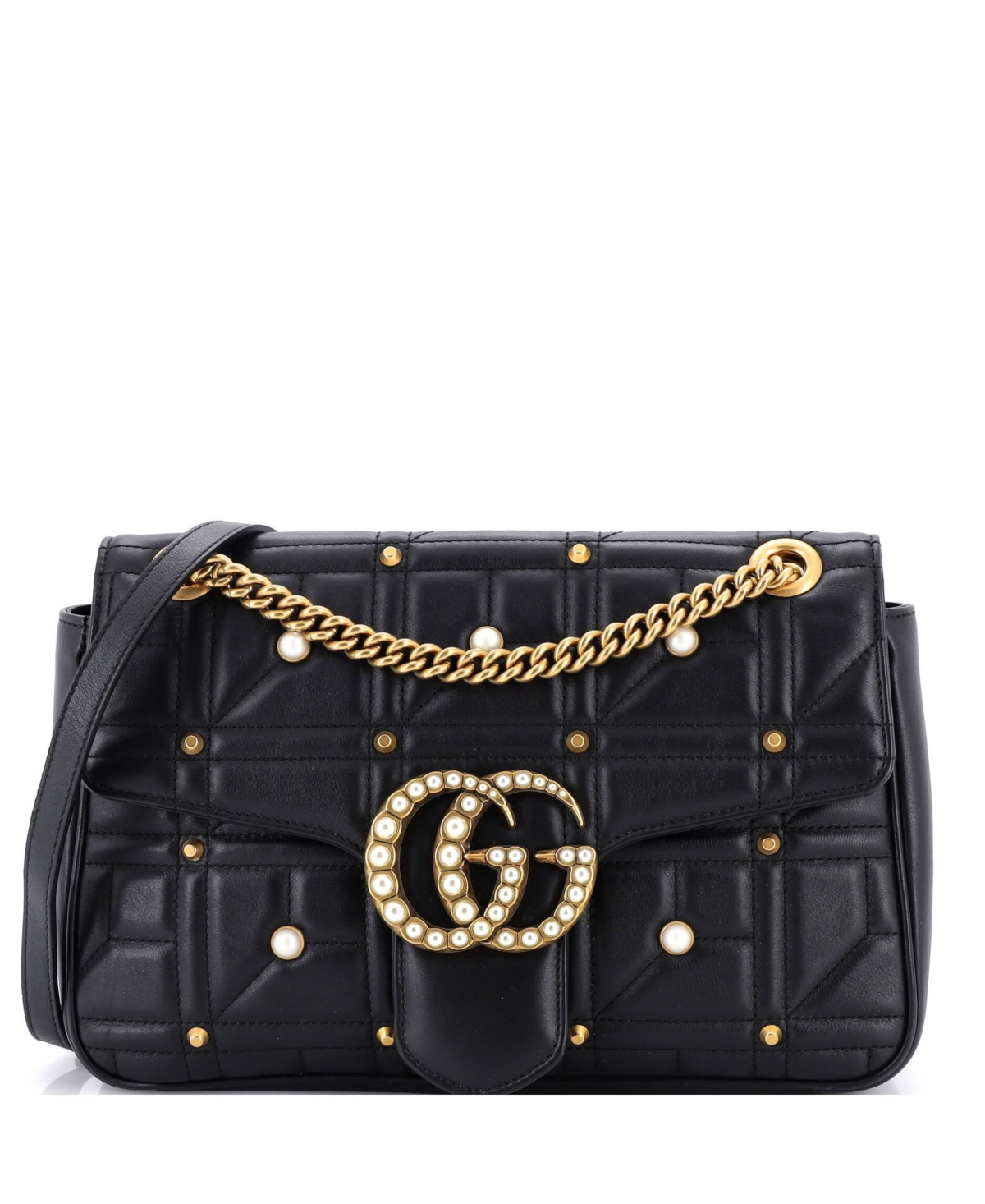 Click here for Pre-Owned Gucci Medium Pearly Gg Marmont Flap Bag... prices