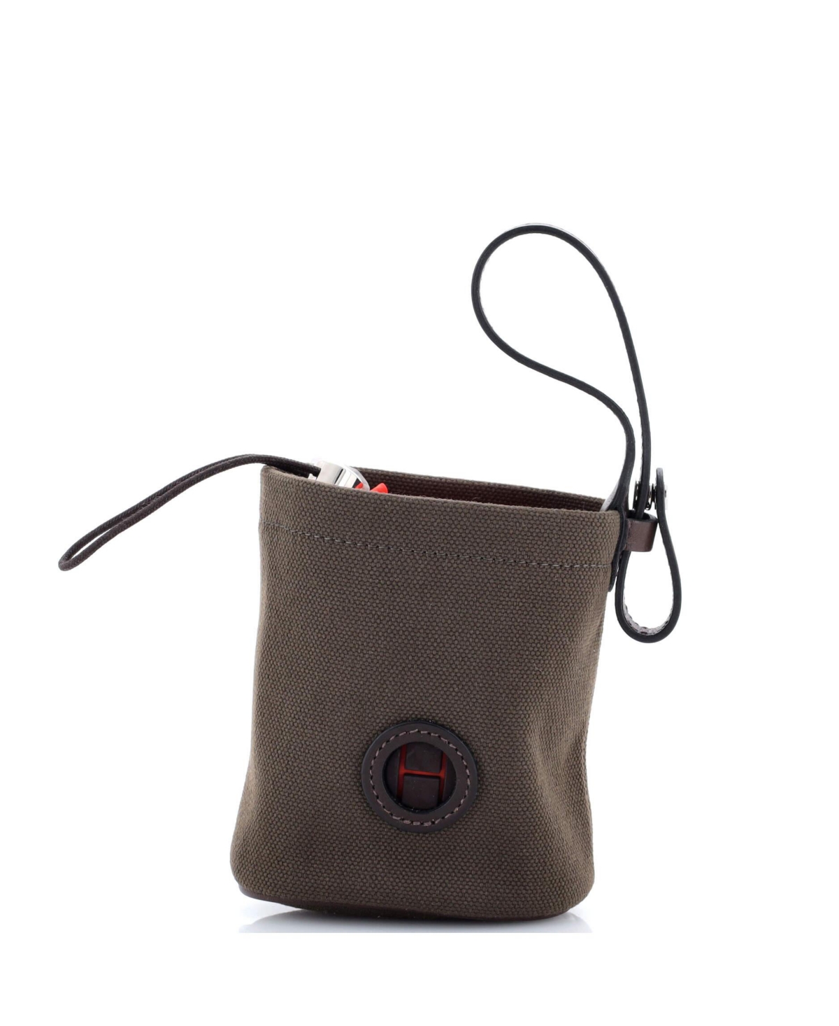 Click here for Pre-Owned Hermes On-The-Go Dog Pouch Toile - Green prices