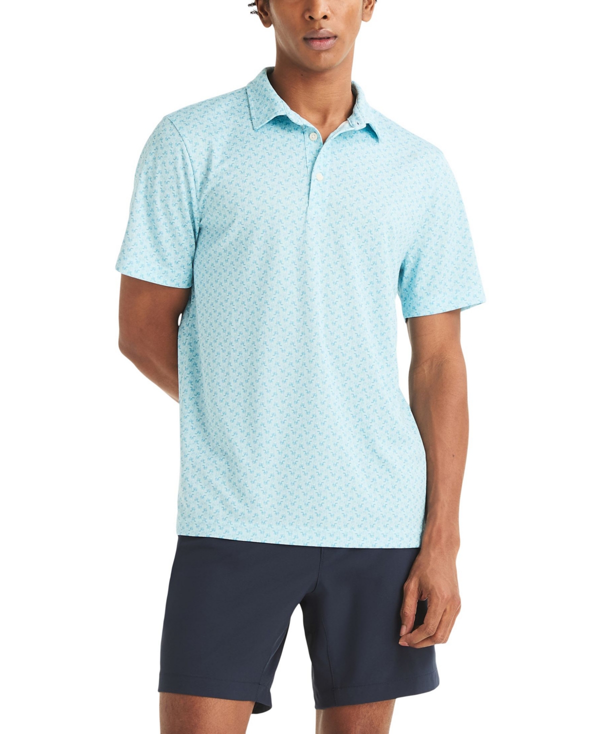 Click here for Nautica Mens Print Golf Polo Shirt - Beach Blue prices