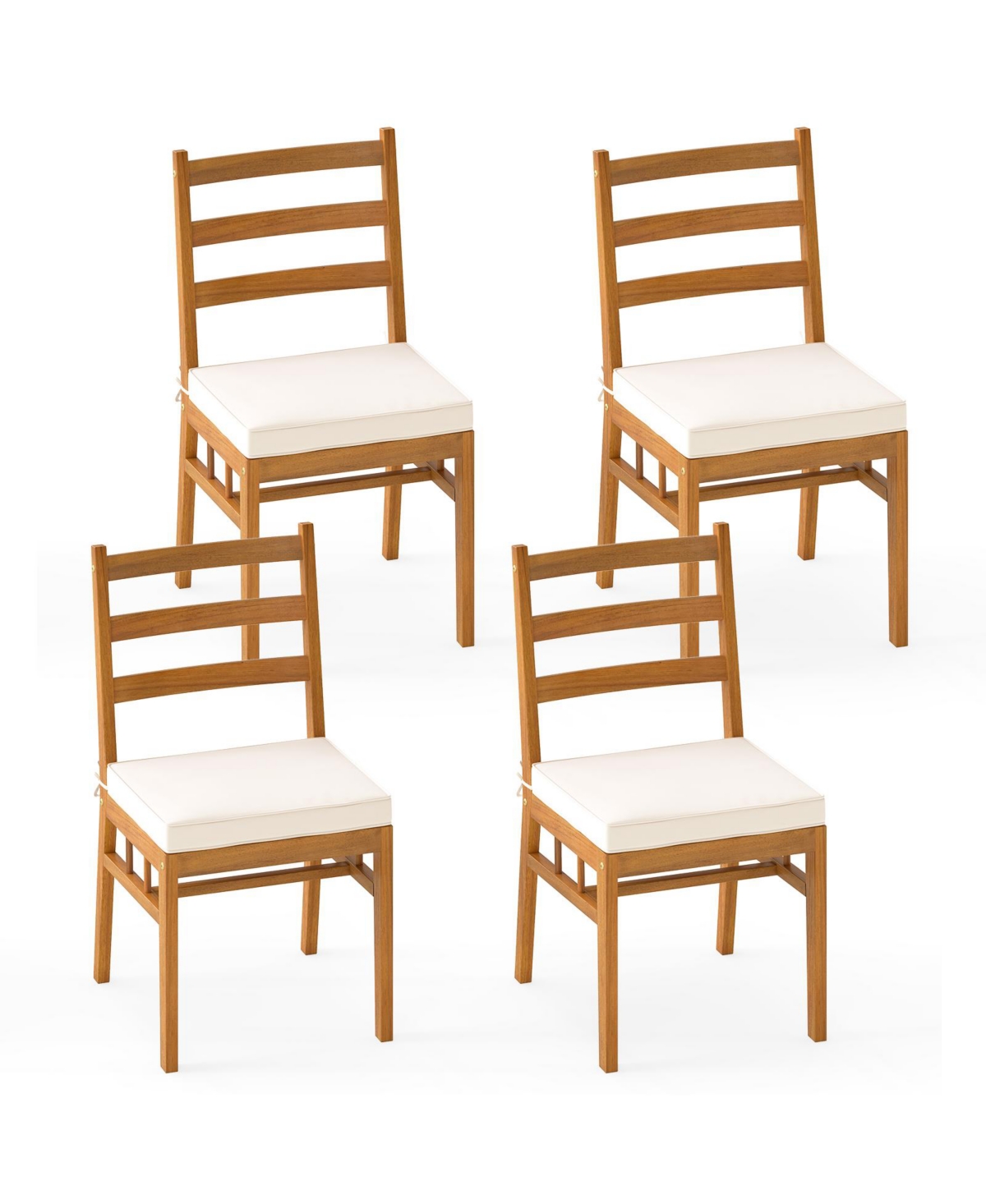 Click here for Sugift Outdoor Wooden Dining Chairs Set of Four wi... prices