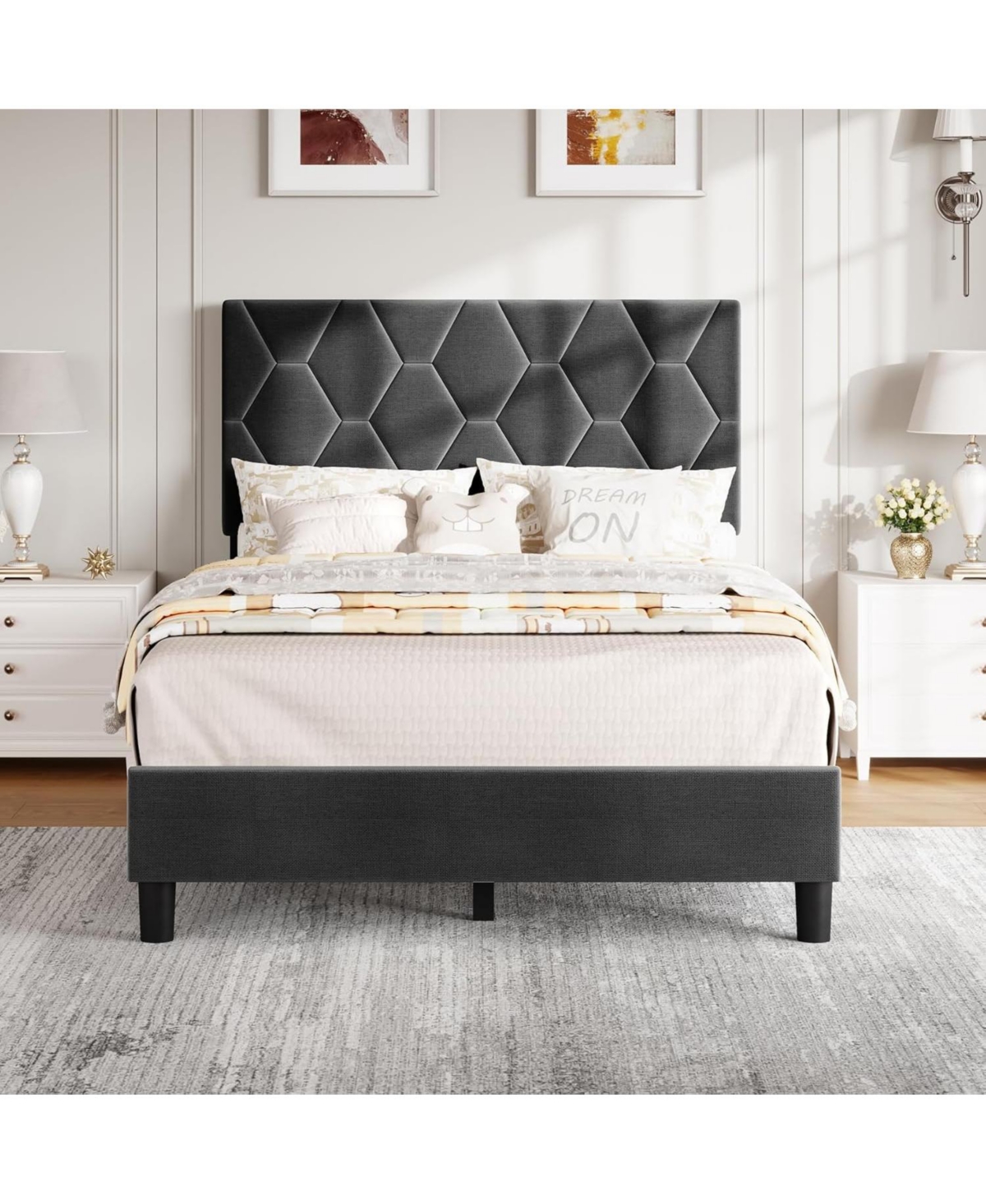 Click here for gaomon Bed Frame with Upholstered Headboard  Uphol... prices