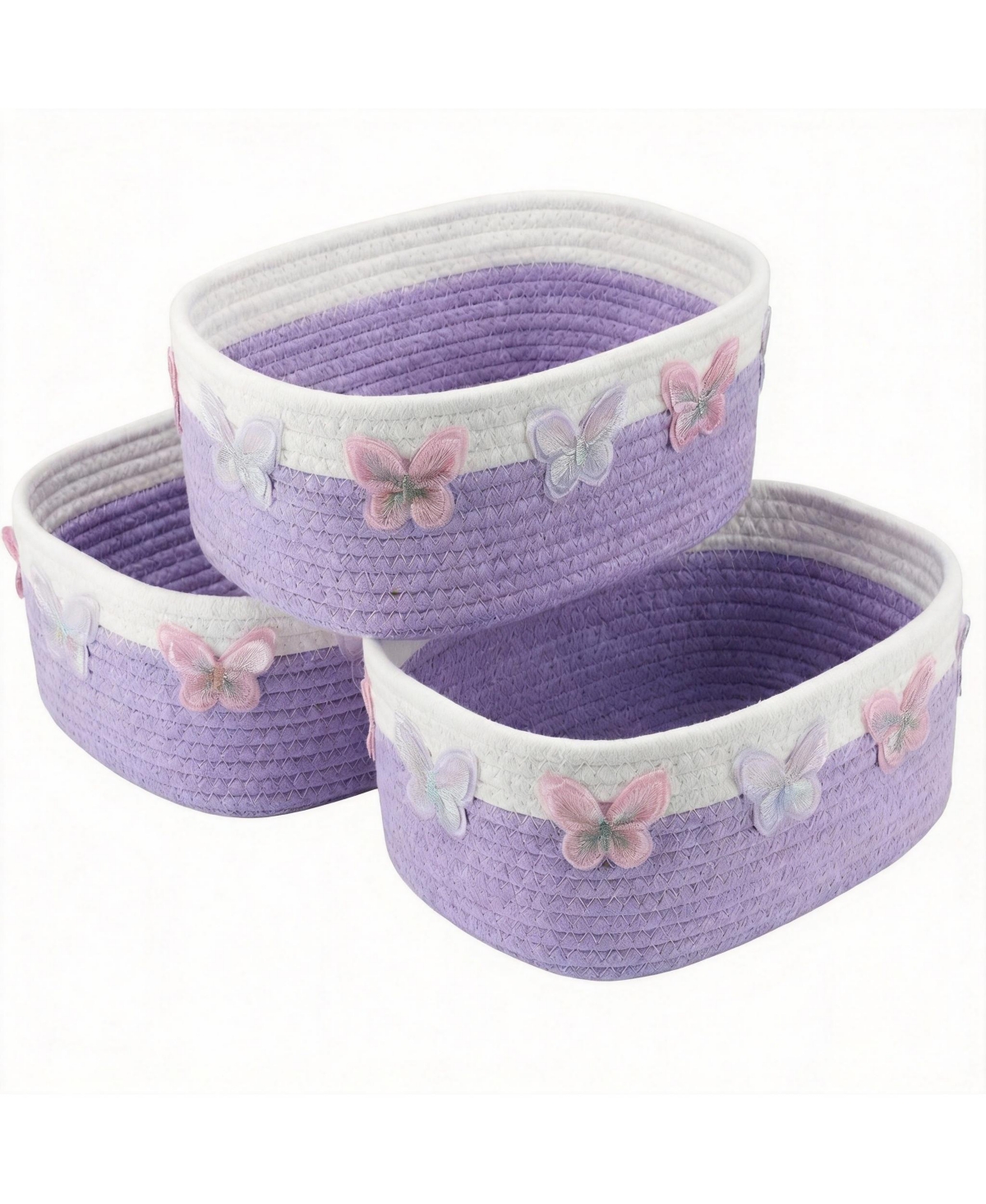 Click here for Yigii 3 Purple Butterfly Woven Cotton Baskets for... prices