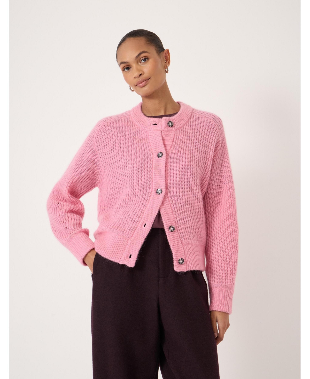 Click here for Hush Womens Raven Wool Blend Cardigan - Rose pink prices