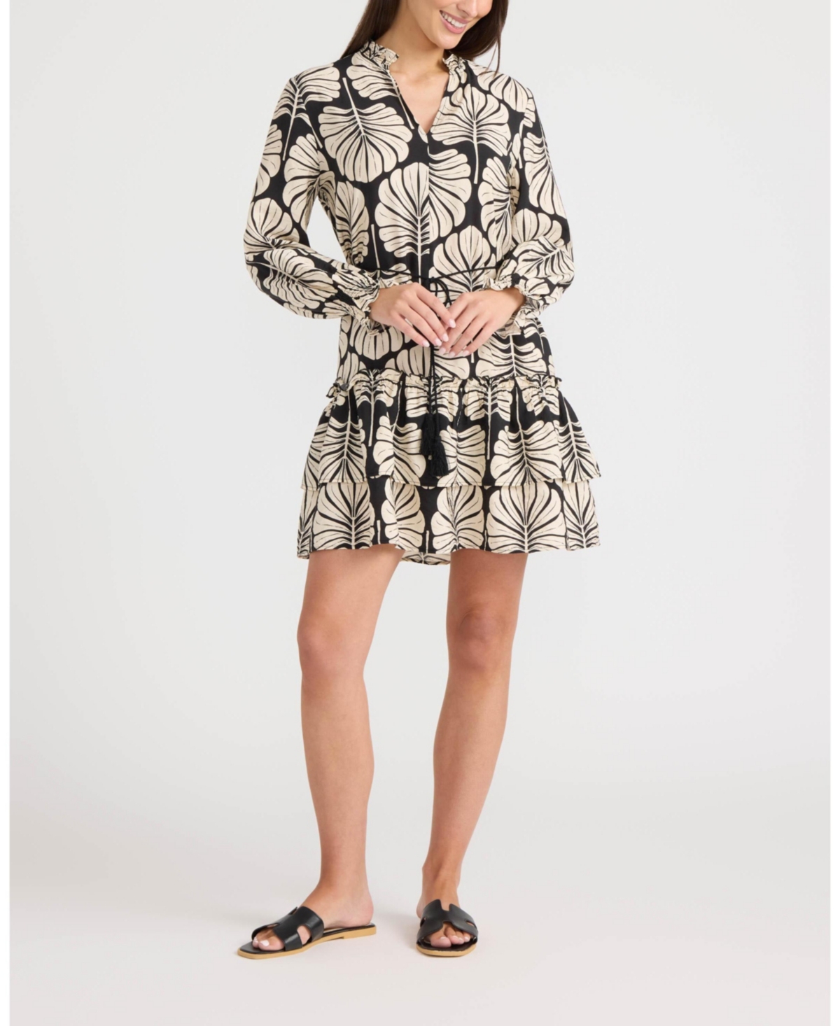 Click here for Ellen Tracy Womens Ruffle Tiered Dress - Black pal... prices