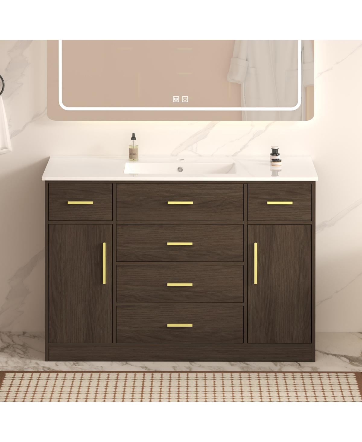 Click here for Sillysis 48 Light Oak Bathroom Vanity with Resin T... prices