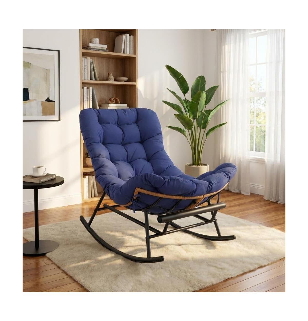 Click here for gaomon Papasan Rocking Chair with Footrest and Thi... prices