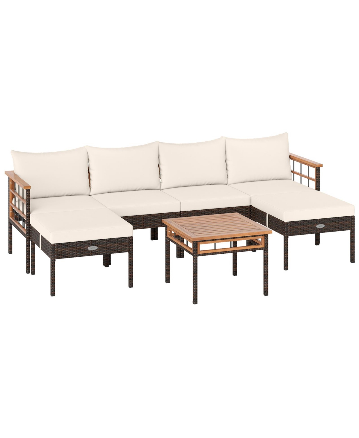 Click here for Sugift Patio Rattan Chairs with Ottomans and Side... prices