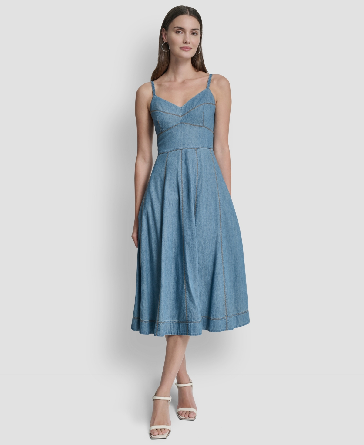 Click here for Dkny Womens Sleeveless Sweetheart Neck Midi Dress... prices