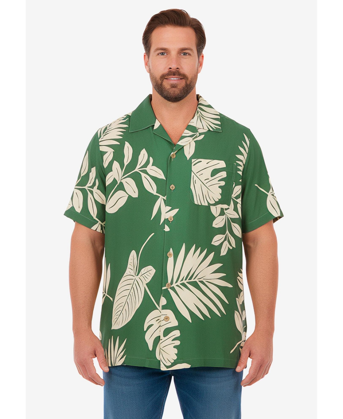 Click here for KingSize Tall Printed Camp Shirt - Green leaf prices