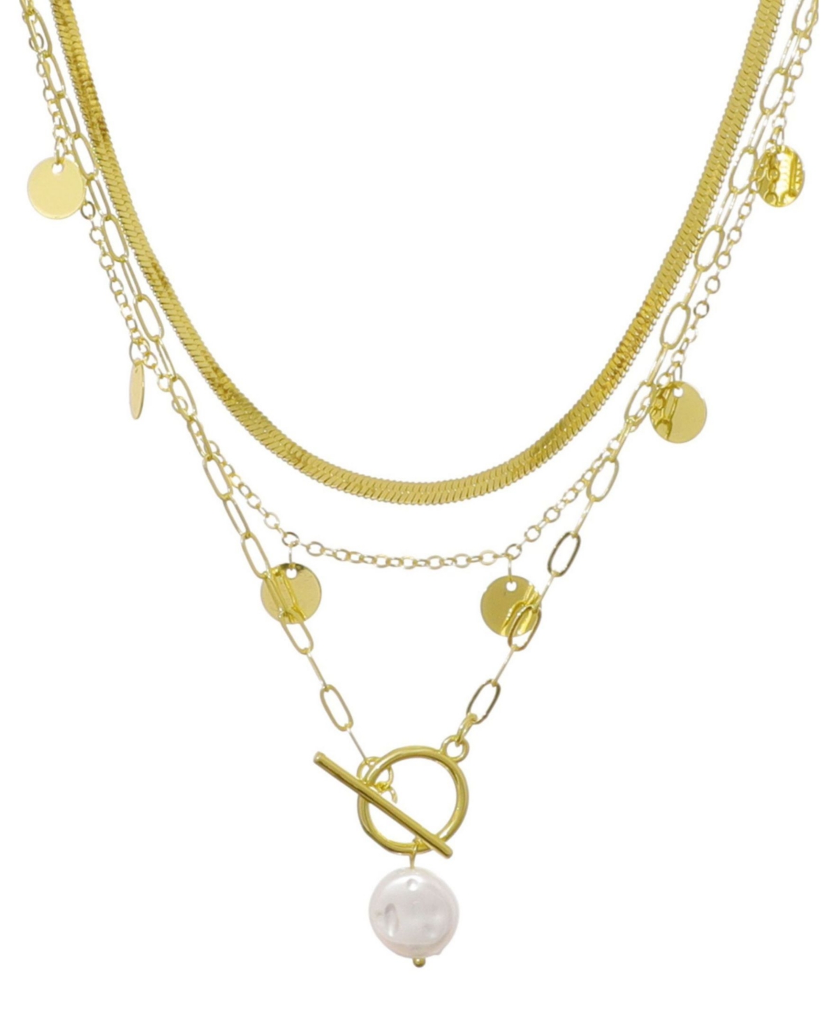 Click here for Adornia Pearl Gold 3-Layer Necklace - White prices
