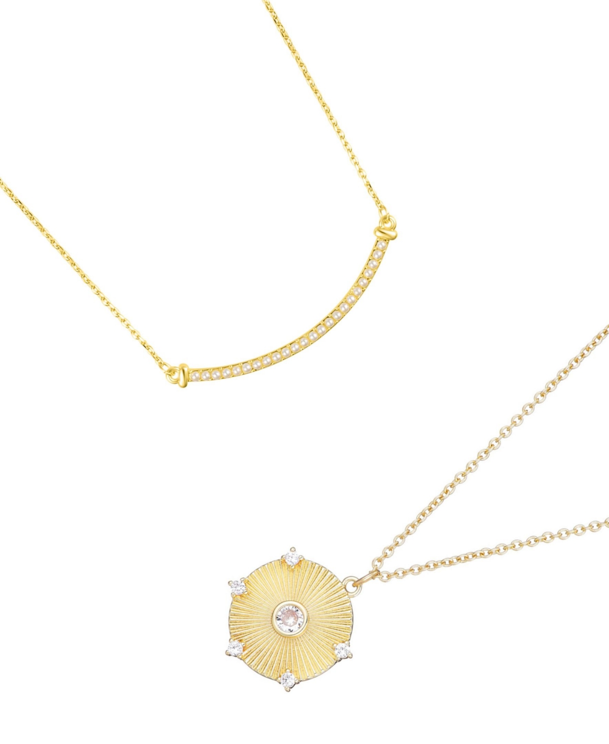 Click here for Adornia Gold 2-Piece Curved Bar and Pendant Neckla... prices