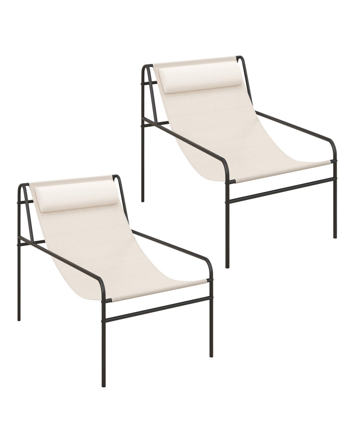 Click here for Gymax 2 Pieces Patio Sling Chair Modern Accent Cha... prices