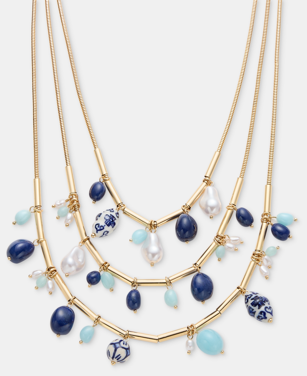 Click here for Style & Co Gold-Tone Beaded Three-Layer Necklace... prices