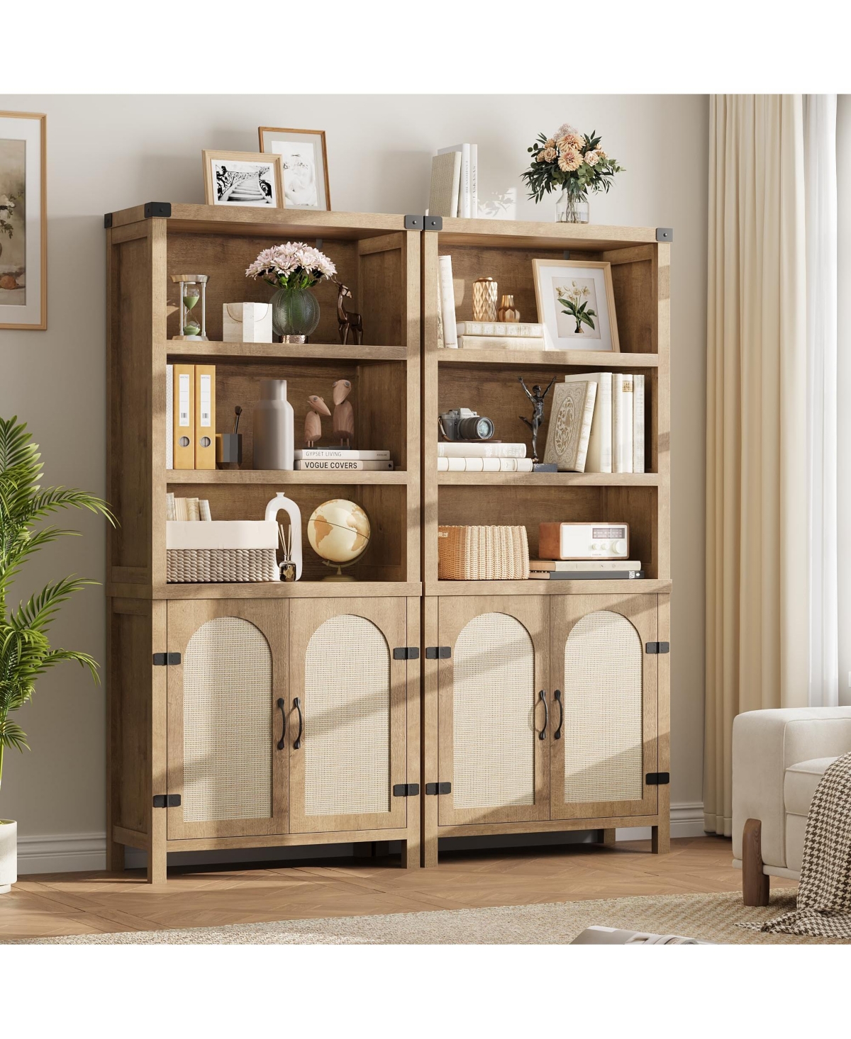Click here for gaomon 2Pcs Tall Bookshelf with Storage  Bookshelv... prices