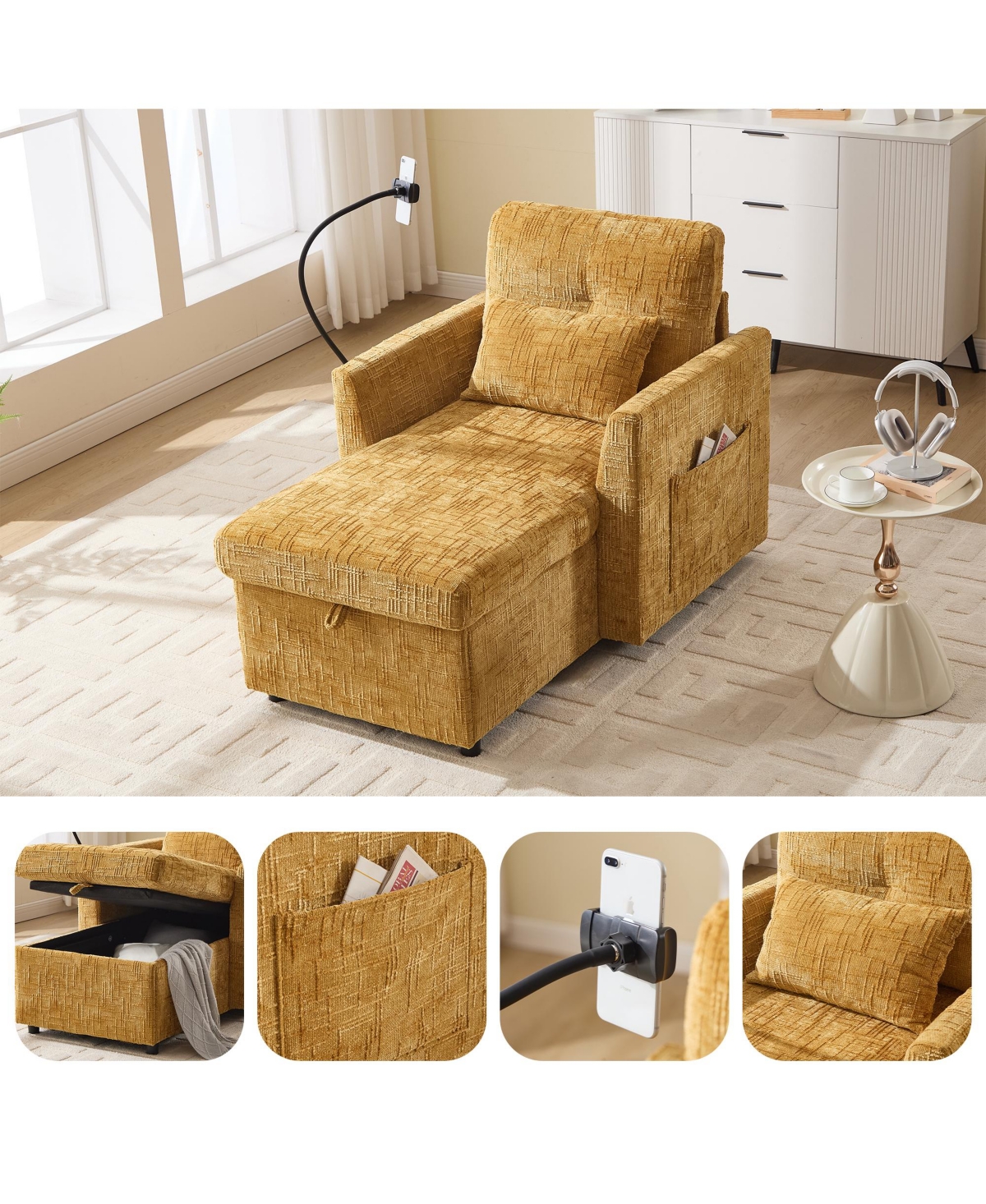 Click here for Rainsken Chenille Lazy Sofa Recliner Chair with St... prices