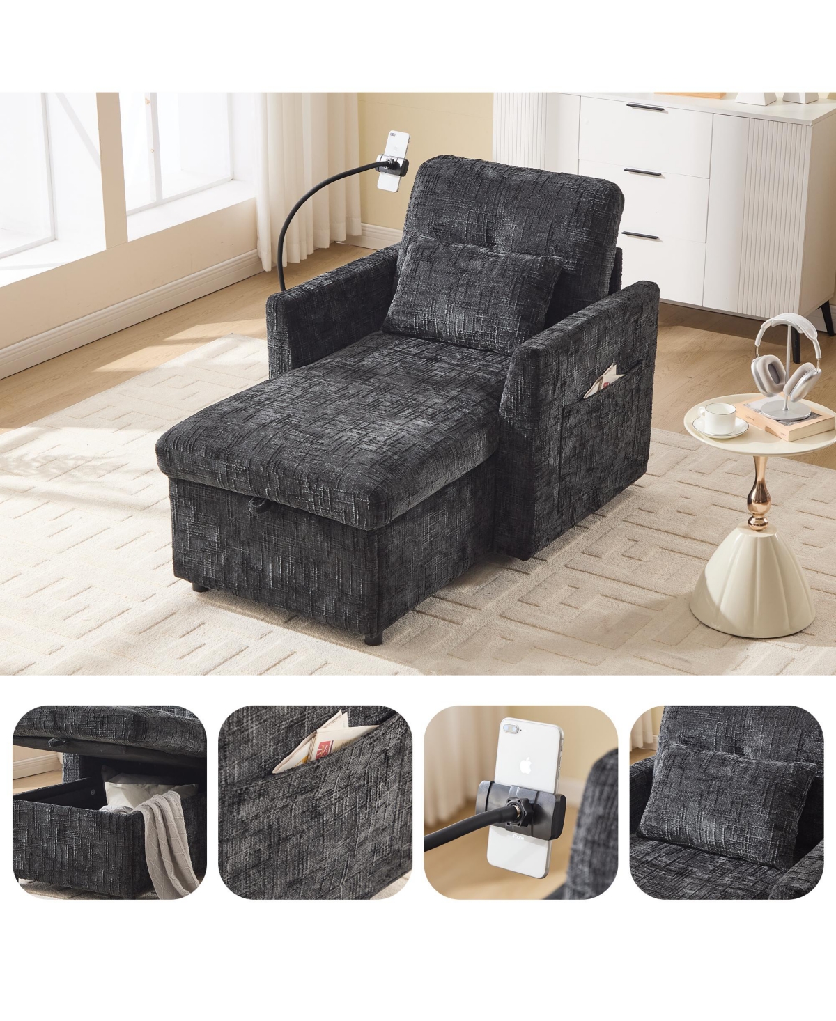 Click here for Rainsken Stylish Chenille Single Recliner Lounge C... prices