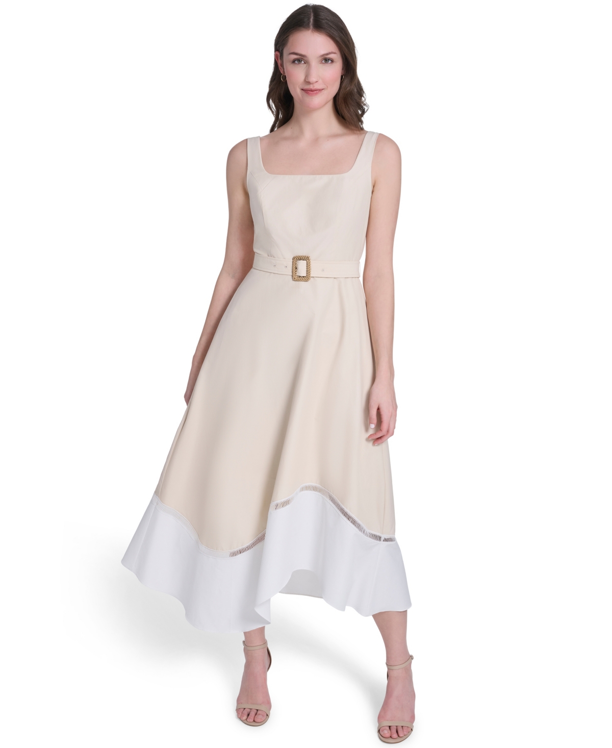 Click here for Eliza J Petite Square Neck Fit & Flare Midi Dress... prices