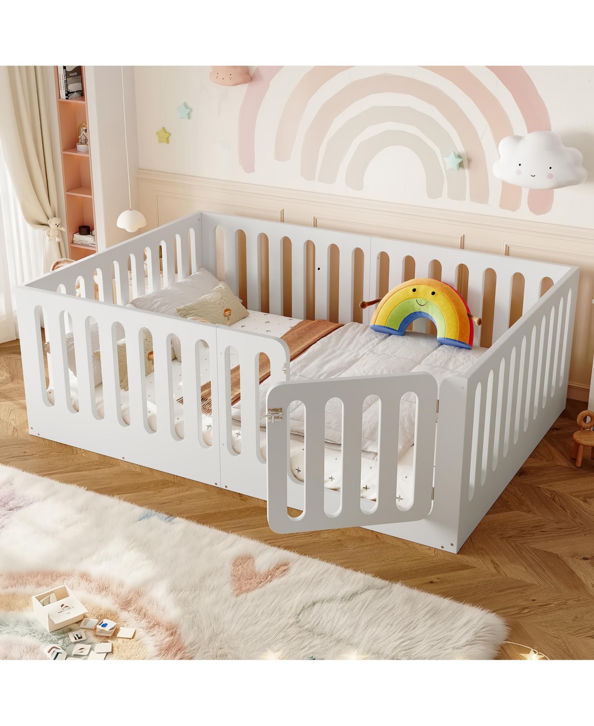 Click here for Rainsken Low-Profile Full Size Floor Bed for Kids... prices