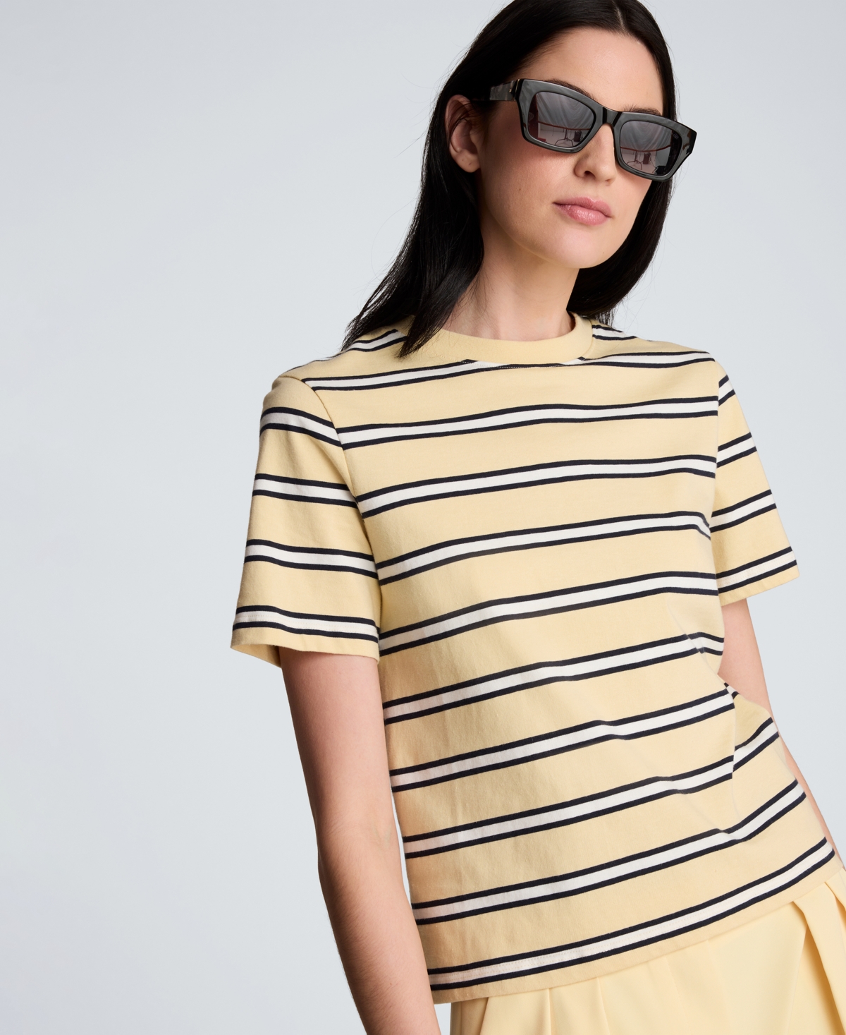 Click here for Kenneth Cole Womens Crewneck Striped T-Shirt - Pas... prices