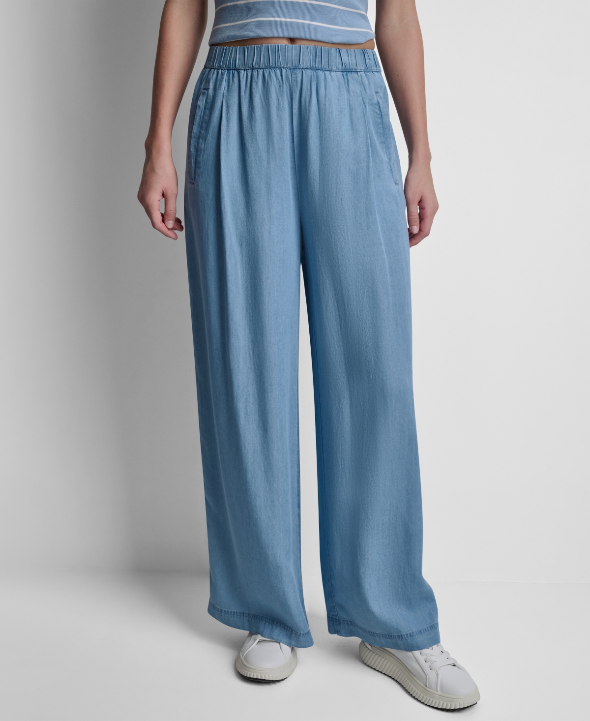 Click here for Dkny Jeans Womens High-Rise Wide-Leg Pants - Chamb... prices