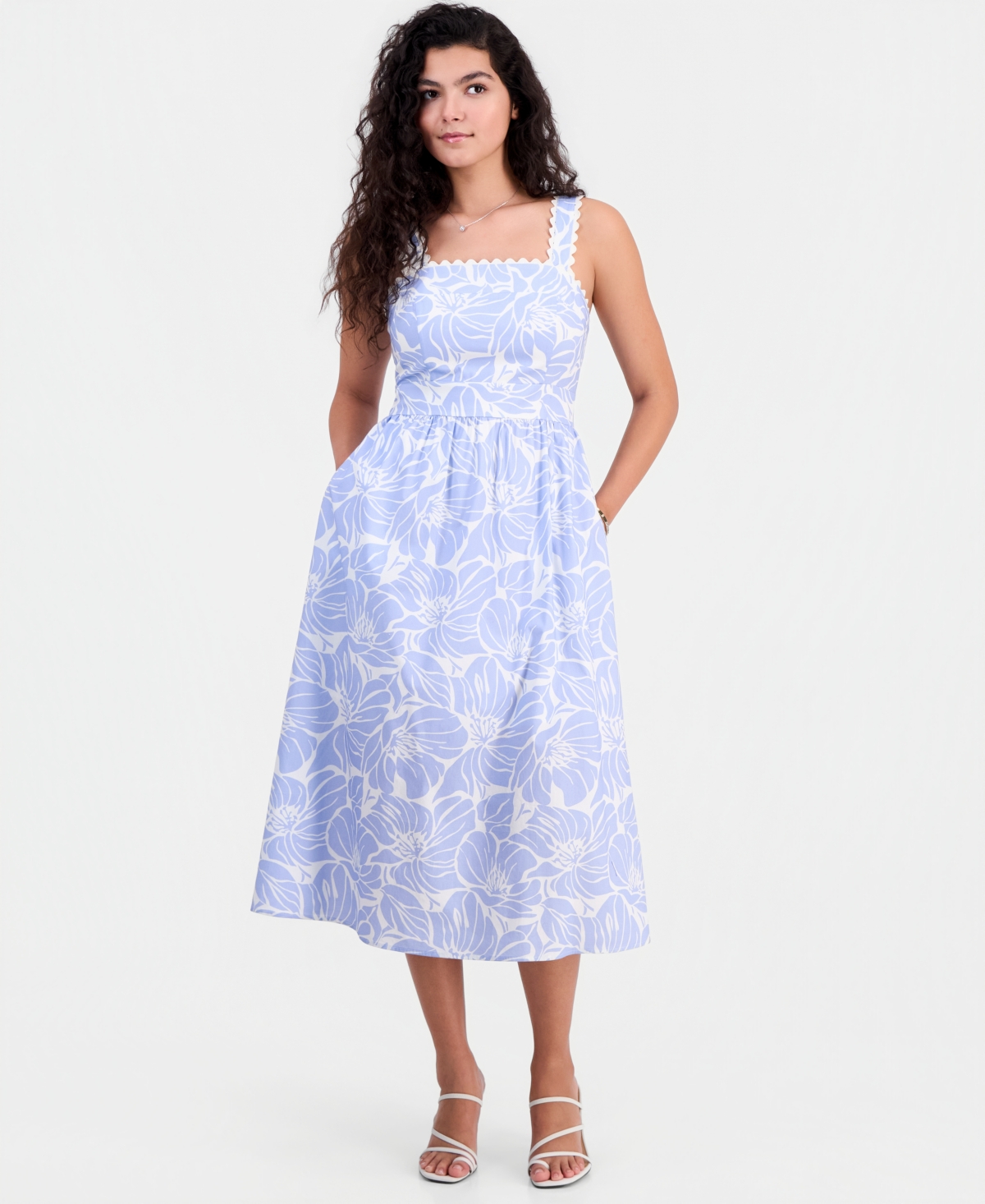 Click here for Sam Edelman Womens Palm Print Square-Neck A-line D... prices
