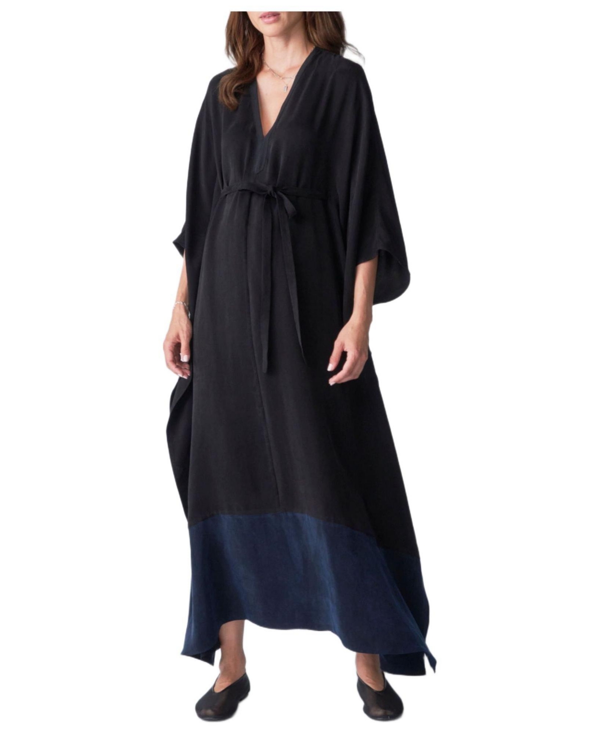 Click here for Ocean+Main Womens Colorblock Belted Caftan - Black... prices