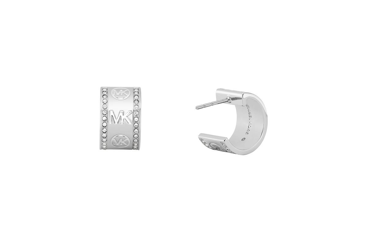 Click here for Michael Kors Pave Logo Hoop Earrings - Silver prices