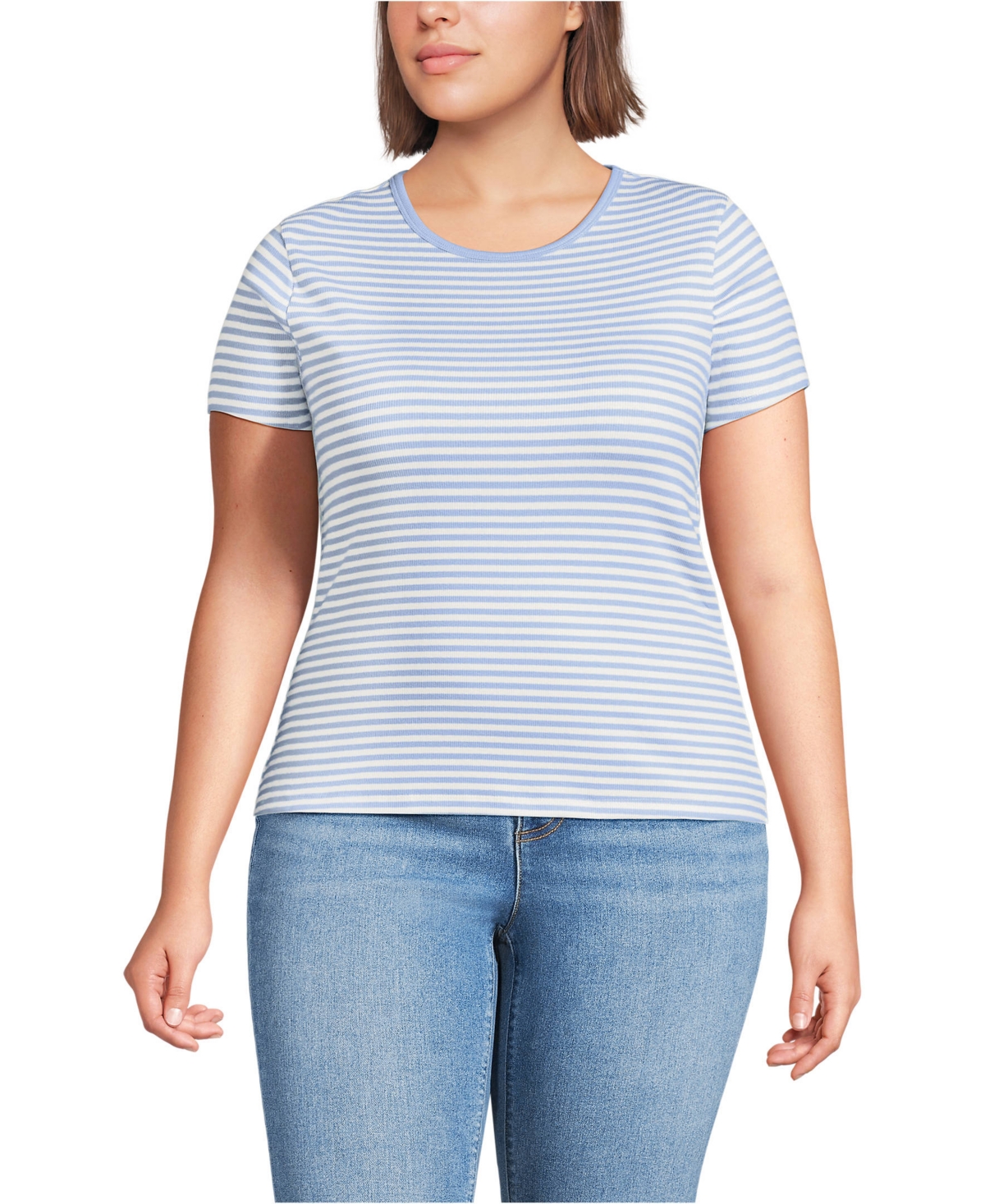 Click here for Lands End Plus Size Short Sleeve Crew Neck Micro R... prices