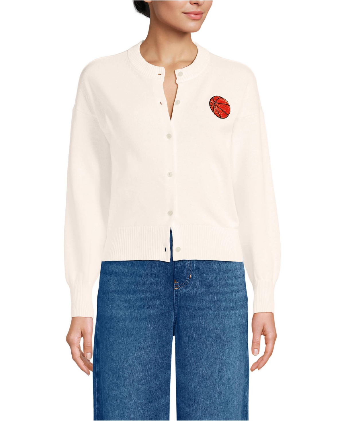 Click here for Lands End Womens Cotton Embellished Cardigan Sweat... prices