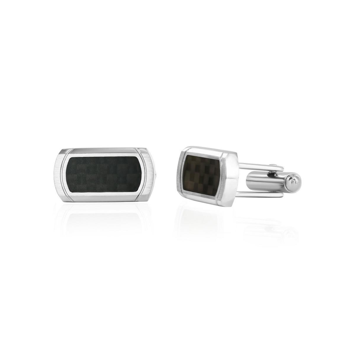 Click here for Metallo Stainless Steel  Silver Carbon Fiber Cuffl... prices